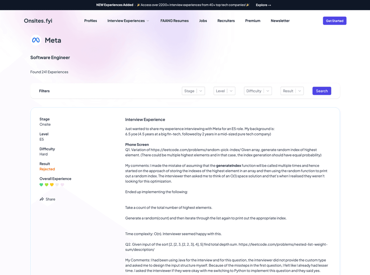 Meta Software Engineer Phone Screen and Onsite Technical Interview ...